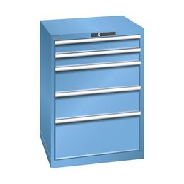 LISTA Schubladenschrank, 5 Schubladen, BxTxH 717 x 725 x 1000 mm, lichtblau