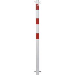 Schake Absperrpfosten, &Oslash; 60 mm, wei&szlig; / rot, zum Einbetonieren, mit 2 &Ouml;sen