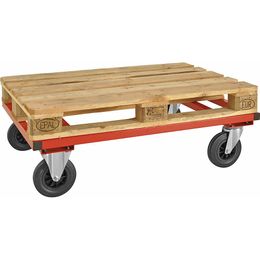 Kongamek Paletten-Fahrgestell KM217, LxBxH 1200 x 800 x 305 mm, rot, 2 Lenkrollen mit Stopp, 2 Bockrollen, ab 5 Stk