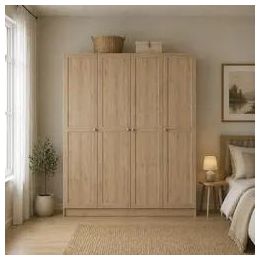 Kleiderschrank Home Affaire "Billund Aufbewahrung Kasten Schrank Stauraum", braun (jackson hickory), B:195,5cm H:200,1cm T:61,7cm, Holzwerkstoff, Schr&auml;nke, Kleiderschrank, mit Rahment&uuml;ren, Einlegeb&ouml;den, 1 Kleiderstange, B: 147 oder 195 cm