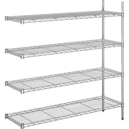 Stahldraht-Gitterregal, verchromt, Fachlast 100 kg, BxT 1220 x 460 mm, Anbauregal, H&ouml;he 1370 mm, 4 Fachb&ouml;den kaiserkraft
