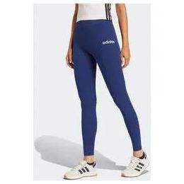 Trainingstights Adidas SPORTSWEAR "ESSENTIALS LINEAR COTTON LEGGINGS", Damen, Gr. L, N-Gr, blau (dunkelblau, wei&szlig;, normal, gr.), Obermaterial: 90% Baumwolle, 10% Elasthan, Hosen, aus Baumwollmaterial mit Stretchanteil, hoher Bund, ohne Verschluss