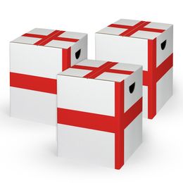 3er-Set Papphocker "England" bedrucken | 34 x 34 x 47 cm | Deko WM & EM | Griffl&ouml;cher zum Tragen | Sitzhocker & Wellpapp Hocker selbst gestalten