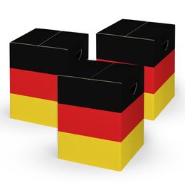 3er-Set Papphocker "Deutschland" bedrucken | 34 x 34 x 47 cm | Deko WM & EM | Griffl&ouml;cher zum Tragen | Sitzhocker & Wellpapp Hocker selbst gestalten