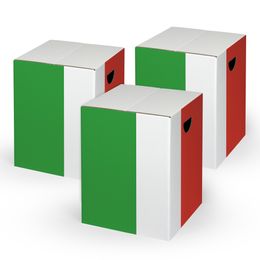 3er-Set Papphocker "Italien" bedrucken | 34 x 34 x 47 cm | Deko WM & EM | Griffl&ouml;cher zum Tragen | Sitzhocker & Wellpapp Hocker selbst gestalten