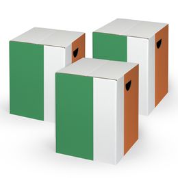 3er-Set Papphocker "Irland" bedrucken | 34 x 34 x 47 cm | Deko WM & EM | Griffl&ouml;cher zum Tragen | Sitzhocker & Wellpapp Hocker selbst gestalten