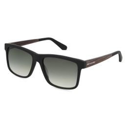 Woodfellas 10768 HOHENBURG | Unisex-Sonnenbrille | Fassung: Vollrand, Quadratisch, Kunststoff, Schwarz Braun | Glasfarbe: Gr&uuml;n