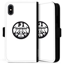 DeinDesign iPhone X Handy Klapph&uuml;lle Handyh&uuml;lle aus Kunst Leder schwarz Flip Case Eagle Logo Eintracht Frankfurt Sideflip mit langer Lasche