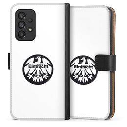 DeinDesign Galaxy A53 5G Handy Klapph&uuml;lle Handyh&uuml;lle aus Kunst Leder schwarz Flip Case Eintracht Frankfurt Logo Eagle Sideflip mit langer Lasche