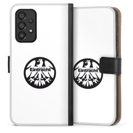 DeinDesign Galaxy A33 5G Handy Klapph&uuml;lle Handyh&uuml;lle aus Kunst Leder schwarz Flip Case Eintracht Frankfurt Logo Eagle Sideflip mit langer Lasche