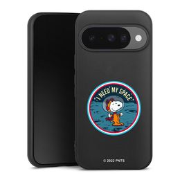 DeinDesign Google Pixel 10 Pro Handy Premium Silikon H&uuml;lle Handyh&uuml;lle schwarz Case Peanuts Weltall Snoopy Silikon Premium Case