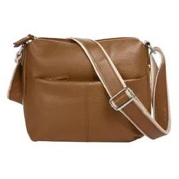 Umh&auml;ngetasche Samantha Look, Damen, Gr. B/H/T: 26cm x 24cm x 5cm onesize, braun (cognac), Leder, unifarben, Taschen Umh&auml;ngetasche, echt Leder, Made in Italy