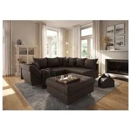 Ecksofa Collection AB "Innsbruck L-Form, B: 247 cm", braun, B:247cm H:87cm T:189cm, Microfaser PRIMABELLE (100% Polyester), Struktur (90% Polyester, 10% Polyacryl), Samtvelours (100% Polyester), Luxus-Microfaser Antiklederoptik (100% Polyester), Sofas, Ecksofa, 3 Zierkissen, Federkern