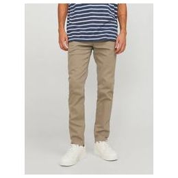 Jack & Jones Chinohose JACK & JONES "SLIM FIT MARCO 2PCS", Herren, Gr. 28, L&auml;nge 32, beige, Twill, Obermaterial: 98% Baumwolle, 2% Elasthan, schmal lang, Hosen Chinohose