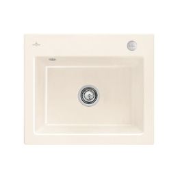 Villeroy & Boch Villeroy und Boch Subway 60 S Einbausp&uuml;le 330902KR mit Ablaufgarnitur, Excenterbet&auml;tigung, 600 x 510 mm, crema CeramicPlus