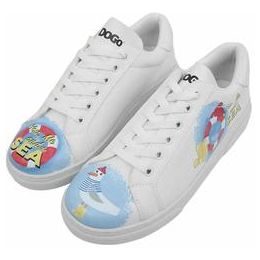 Sneaker DOGO "Ace Low-Top Sneaker You, Me And The Sea Damen Sneaker", Herren, Gr. 39, Normalschaft, wei&szlig;, Lederimitat, Schuhe Sneaker, Handgefertigt
