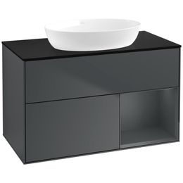 Villeroy & Boch Villeroy und Boch Finion Waschtischunterschrank FA22HGHG 100cm, Abdeckplatte black matt, Regale Midnight matt lacquer, Midnight Blue Matt Lacquer