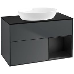 Villeroy & Boch Villeroy und Boch Finion Waschtischunterschrank FA22PDHG 100cm, Abdeckplatte black matt, Regale Black matt lacquer, Midnight Blue Matt Lacquer
