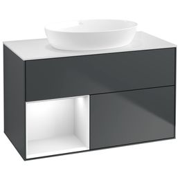 Villeroy & Boch Villeroy und Boch Finion Waschtischunterschrank GA11GFHG 100cm, Abdeckplatte white matt, Emotion, Regale Glossy white lacquer, Midnight Blue Matt Lacquer
