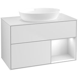 Villeroy & Boch Villeroy und Boch Finion Waschtischunterschrank FA21MTMT 100cm, Abdeckplatte white matt, Regale White matt lacquer, White matt lacquer