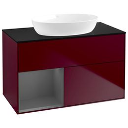 Villeroy & Boch Villeroy und Boch Finion Waschtischunterschrank GA12GKHB 100cm, Abdeckplatte black matt, Emotion, Regale Anthracite matt lacquer, Peony Matt
