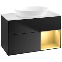 Villeroy & Boch Villeroy und Boch Finion Waschtischunterschrank FA21HFPD 100cm, Abdeckplatte white matt, Regale Gold matt lacquer, Black matt lacquer