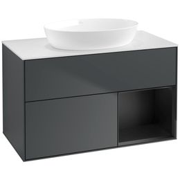 Villeroy & Boch Villeroy und Boch Finion Waschtischunterschrank FA21PDHG 100cm, Abdeckplatte white matt, Regale Black matt lacquer, Midnight Blue Matt Lacquer