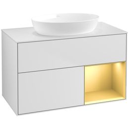 Villeroy & Boch Villeroy und Boch Finion Waschtischunterschrank FA21HFMT 100cm, Abdeckplatte white matt, Regale Gold matt lacquer, White matt lacquer