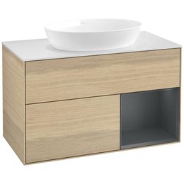 Villeroy & Boch Villeroy und Boch Finion Waschtischunterschrank FA21HGPC 100cm, Abdeckplatte white matt, Regale Midnight matt lacquer, Oak Veneer