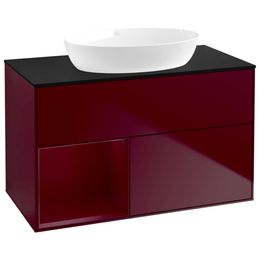 Villeroy & Boch Villeroy und Boch Finion Waschtischunterschrank GA12HBHB 100cm, Abdeckplatte black matt, Emotion, Regale Peony matt lacquer, Peony Matt