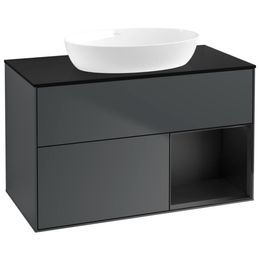 Villeroy & Boch Villeroy und Boch Finion Waschtischunterschrank GA22PDHG 100cm, Abdeckplatte black matt, Emotion, Regale Black matt lacquer, Midnight Blue Matt Lacquer