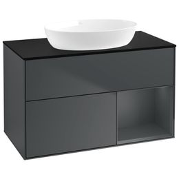 Villeroy & Boch Villeroy und Boch Finion Waschtischunterschrank GA22HGHG 100cm, Abdeckplatte black matt, Emotion, Regale Midnight matt lacquer, Midnight Blue Matt Lacquer