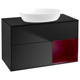 Villeroy & Boch Villeroy und Boch Finion Waschtischunterschrank GA22HBPD 100cm, Abdeckplatte black matt, Emotion, Regale Peony matt lacquer, Black matt lacquer