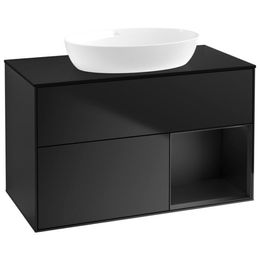 Villeroy & Boch Villeroy und Boch Finion Waschtischunterschrank GA22PDPD 100cm, Abdeckplatte black matt, Emotion, Regale Black matt lacquer, Black matt lacquer