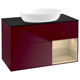 Villeroy & Boch Villeroy und Boch Finion Waschtischunterschrank GA22PCHB 100cm, Abdeckplatte black matt, Emotion, Regale Oak Veneer, Peony Matt