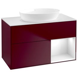 Villeroy & Boch Villeroy und Boch Finion Waschtischunterschrank GA21GFHB 100cm, Abdeckplatte white matt, Emotion, Regale Glossy white lacquer, Peony Matt