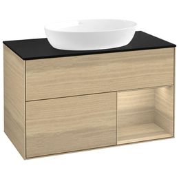 Villeroy & Boch Villeroy und Boch Finion Waschtischunterschrank GA22PCPC 100cm, Abdeckplatte black matt, Emotion, Regale Oak Veneer, Oak Veneer