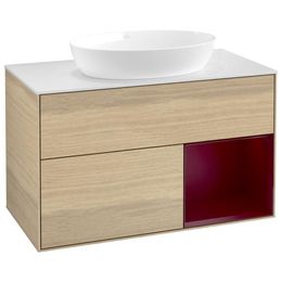 Villeroy & Boch Villeroy und Boch Finion Waschtischunterschrank GA21HBPC 100cm, Abdeckplatte white matt, Emotion, Regale Peony matt lacquer, Oak Veneer