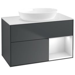 Villeroy & Boch Villeroy und Boch Finion Waschtischunterschrank GA21MTHG 100cm, Abdeckplatte white matt, Emotion, Regale White matt lacquer, Midnight Blue Matt Lacquer