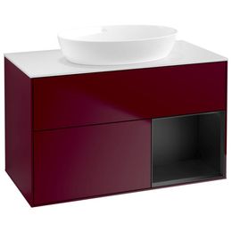 Villeroy & Boch Villeroy und Boch Finion Waschtischunterschrank GA21PDHB 100cm, Abdeckplatte white matt, Emotion, Regale Black matt lacquer, Peony Matt