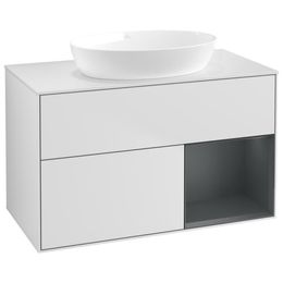 Villeroy & Boch Villeroy und Boch Finion Waschtischunterschrank GA21HGMT 100cm, Abdeckplatte white matt, Emotion, Regale Midnight matt lacquer, White matt lacquer