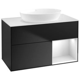 Villeroy & Boch Villeroy und Boch Finion Waschtischunterschrank GA21MTPD 100cm, Abdeckplatte white matt, Emotion, Regale White matt lacquer, Black matt lacquer