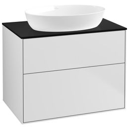 Villeroy & Boch Villeroy und Boch Finion Waschtischunterschrank F99200MT 80x60,3cm, Abdeckplatte black matt, White matt lacquer
