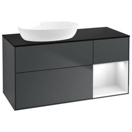 Villeroy & Boch Villeroy und Boch Finion Waschtischunterschrank GA52GFHG 120cm, Abdeckplatte black matt, Emotion, Regale Glossy white lacquer, Midnight Blue Matt Lacquer