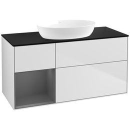 Villeroy & Boch Villeroy und Boch Finion Waschtischunterschrank FA62GKMT 120cm, Abdeckplatte black matt, Regale Anthracite matt lacquer, White matt lacquer