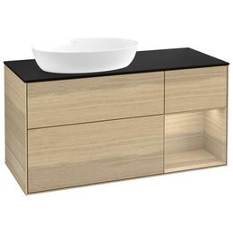 Villeroy & Boch Villeroy und Boch Finion Waschtischunterschrank GA52PCPC 120cm, Abdeckplatte black matt, Emotion, Regale Oak Veneer, Oak Veneer