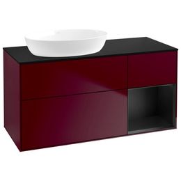 Villeroy & Boch Villeroy und Boch Finion Waschtischunterschrank GA52PDHB 120cm, Abdeckplatte black matt, Emotion, Regale Black matt lacquer, Peony Matt