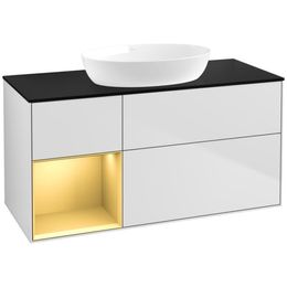 Villeroy & Boch Villeroy und Boch Finion Waschtischunterschrank FA62HFMT 120cm, Abdeckplatte black matt, Regale Gold matt lacquer, White matt lacquer