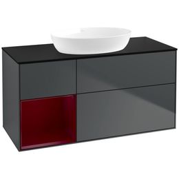 Villeroy & Boch Villeroy und Boch Finion Waschtischunterschrank FA62HBHG 120cm, Abdeckplatte black matt, Regale Peony matt lacquer, Midnight Blue Matt Lacquer