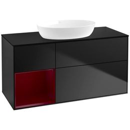 Villeroy & Boch Villeroy und Boch Finion Waschtischunterschrank FA62HBPD 120cm, Abdeckplatte black matt, Regale Peony matt lacquer, Black matt lacquer